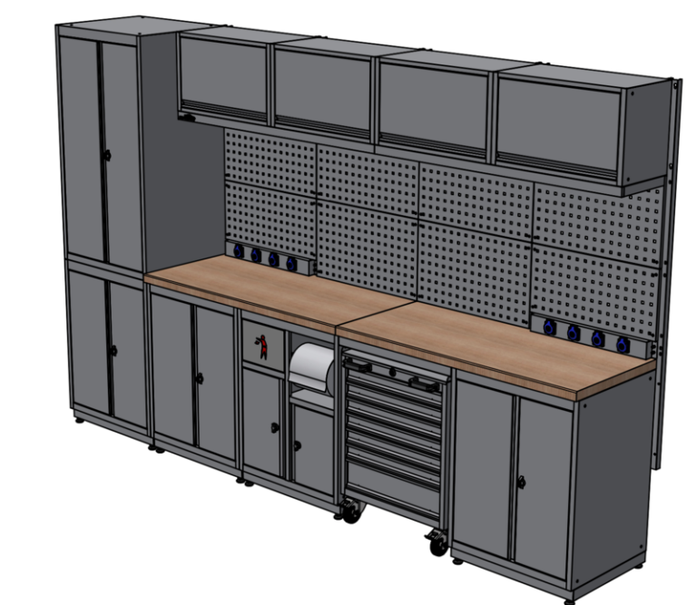 Meuble de rangement pour garage et atelier 5 éléments